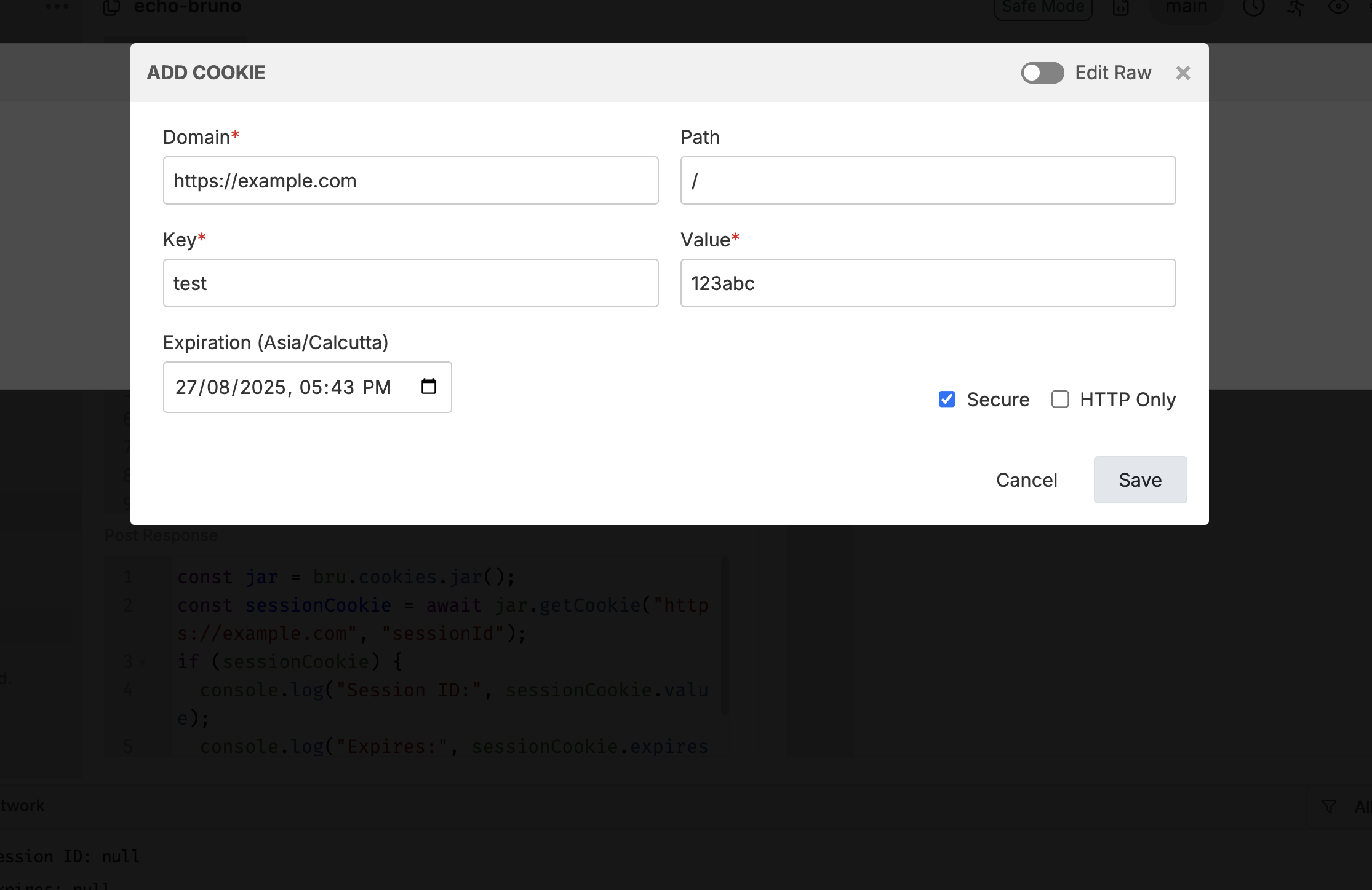 Automate Cookie Handling in Bruno with Scripting APIs